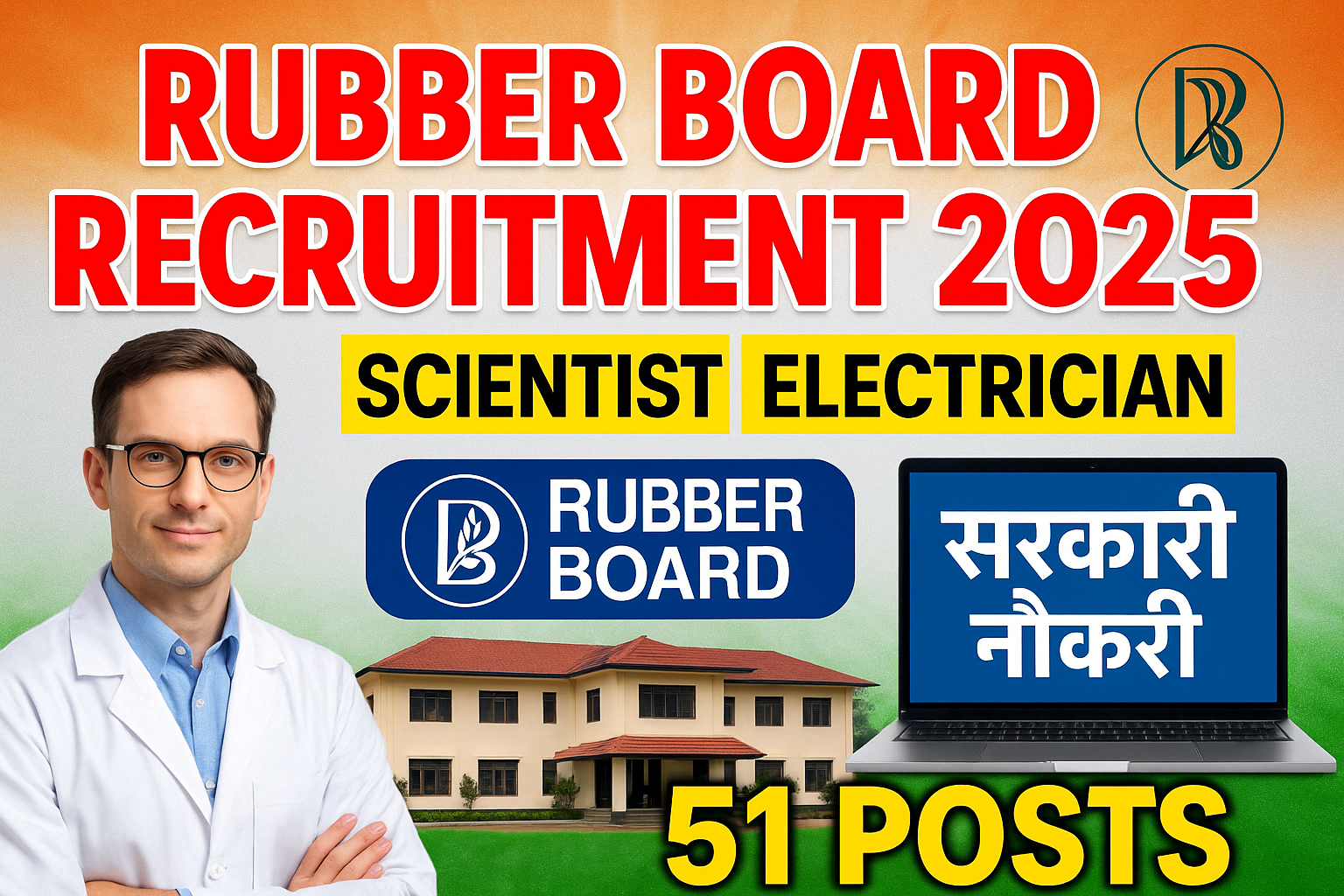 Rubber Board में वैज्ञानिक और हिंदी टाइपिस्ट सहित 51 पदों पर सीधी भर्ती ...